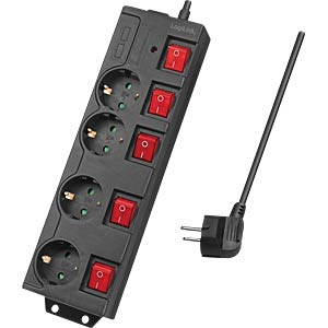 LOGILINK LPS251: Socket outlet, four sockets, 1.5 m, with 5 switches ...