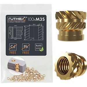 RX-M3SX4,0: 3D printing, threaded inserts, M3x4 (Short), pack of 100 at ...