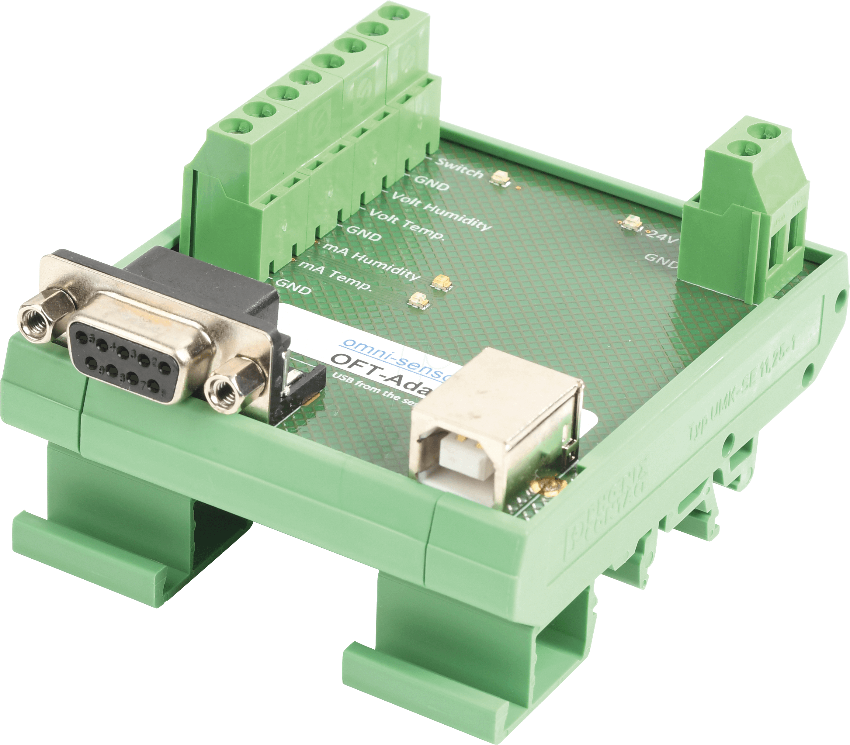 OFT-HSA: DIN rail adapter for OFT sensor module at reichelt elektronik
