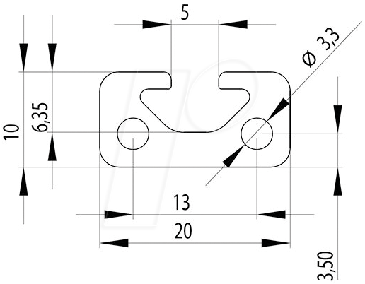 P20 20X10-1000L: Aluminium profile 20x10 L I type groove 5 light ...