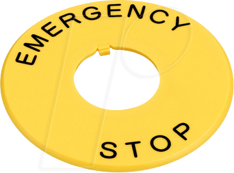 ID HWAV27Y: XW-22mm, Nameplate for ø38 - 40mm Operator, EMERGENCY STOP ...