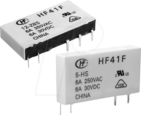 HF41F-12-ZS: Subminiature power relay, 12 V DC, 6 A, 1 changeover ...