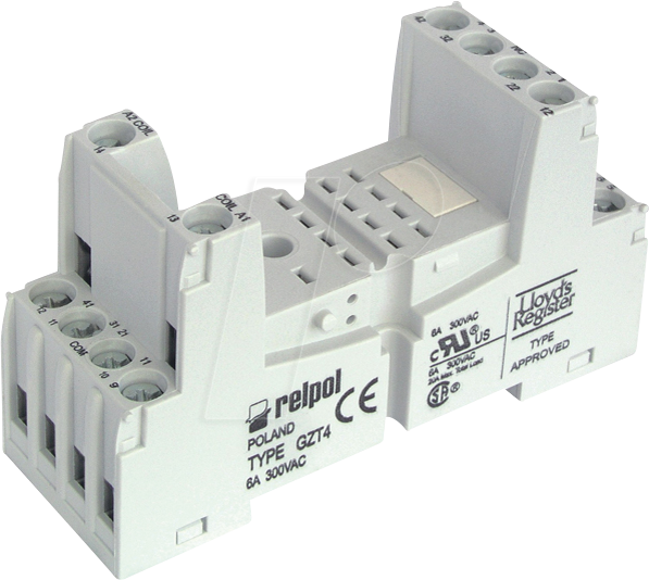 RPL GZT4-GRAY: Relay base for RELPOL series R4N, DIN rail mount at ...