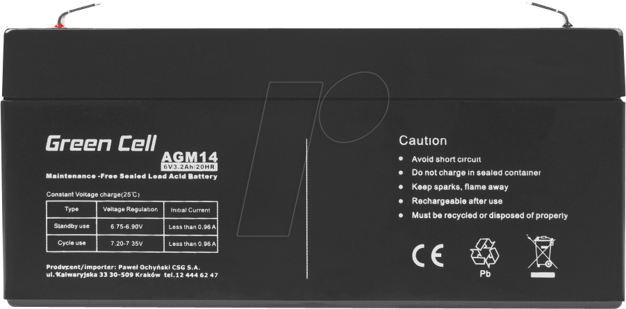 GC AGM14 3.2AH: AGM battery, 6 V, 3.2 Ah at reichelt elektronik