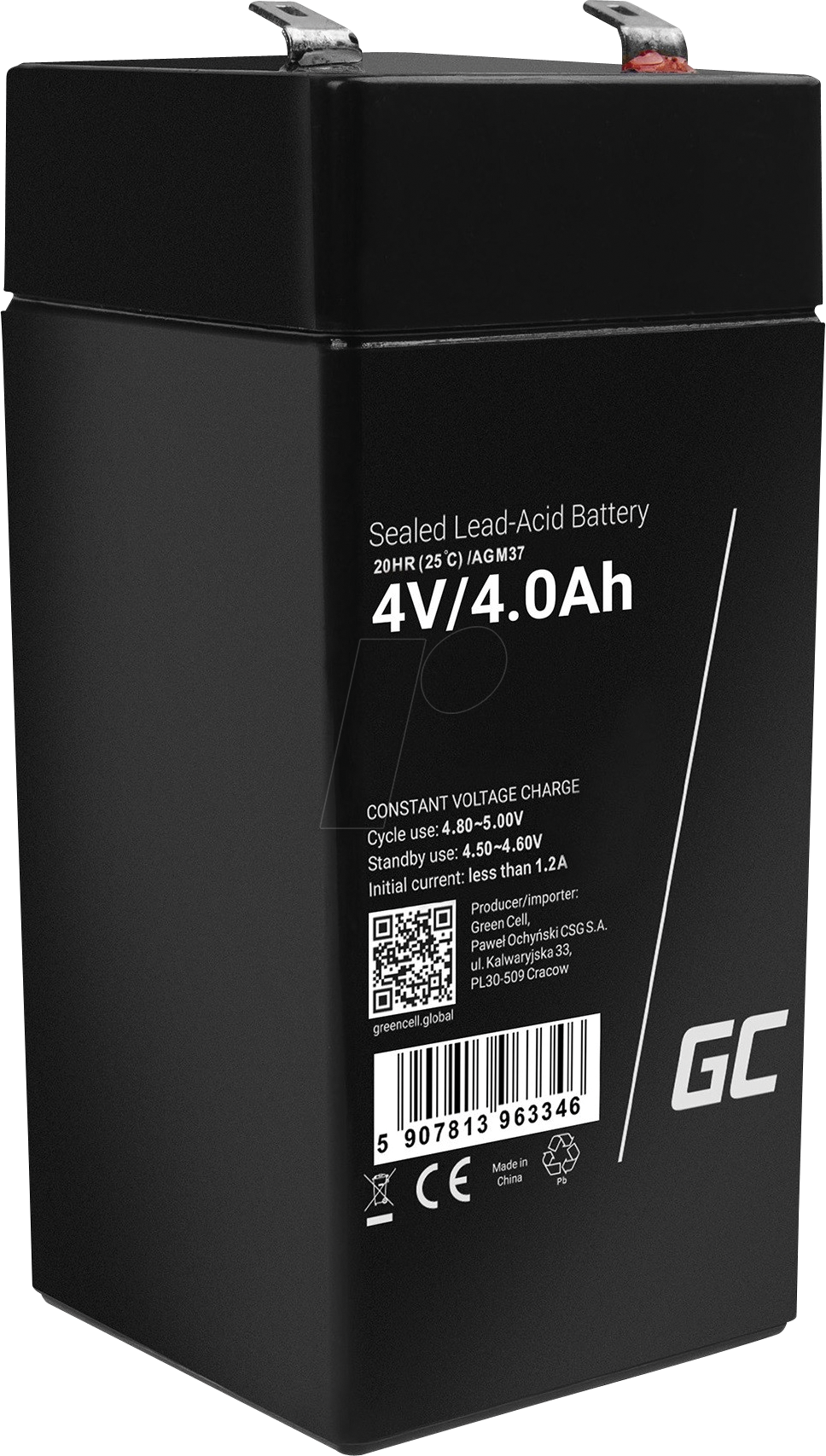 GC AGM37 4AH: AGM battery, 4 V, 4 Ah at reichelt elektronik