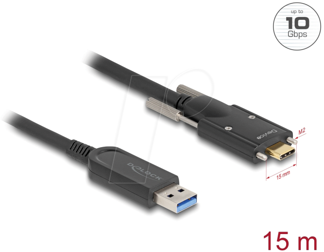 DELOCK Optisches USB 10 Gb/s Kabel, A Stecker auf C Stecker, 15 m | USB ...