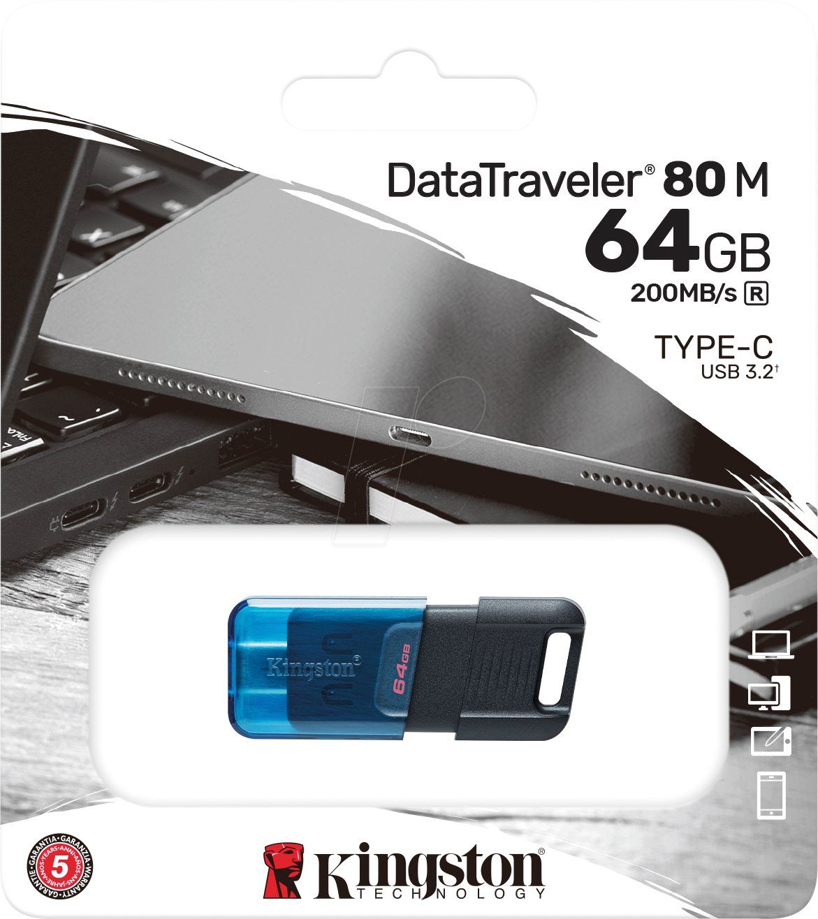 DT80M - 64GB: USB stick, 64 GB USB-C 3.2 Gen 1 DataTraveler 80M at ...