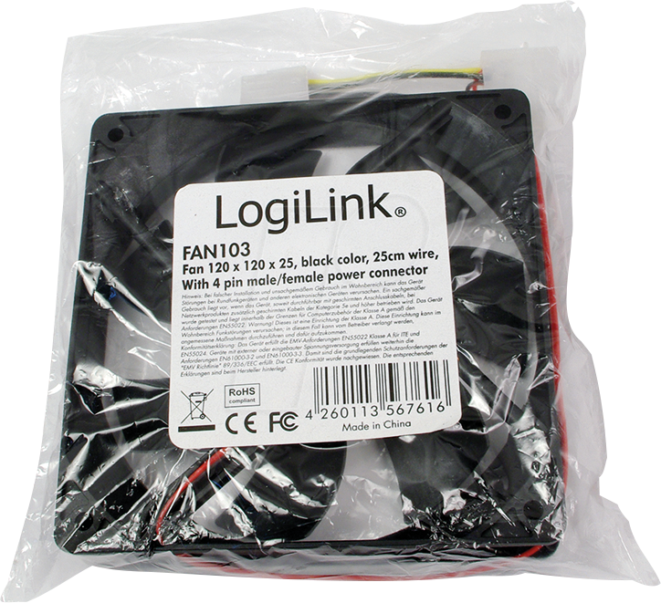 LOGILINK FAN103: PC case cooler 120 x 120 x 25 mm, black at reichelt ...