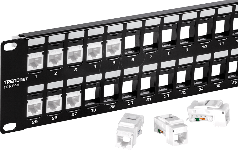 TRN TC-KP48: 19" Patchpanel for 48x Keystone modules, black at reichelt ...