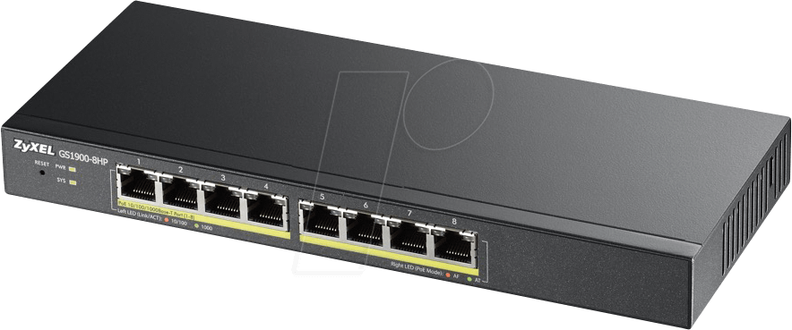 ZYXEL GS1900-8HP: Switch, 8-Port, Gigabit Ethernet, PoE at reichelt ...